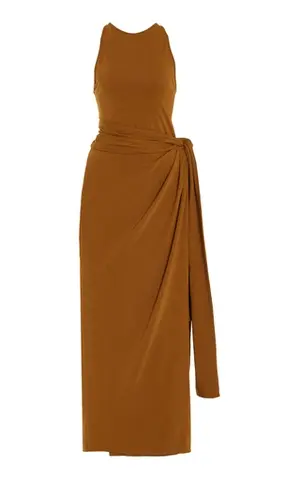 Another Tomorrow Cotton-blend Maxi Wrap Dress