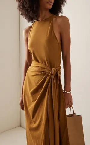 Another Tomorrow Cotton-blend Maxi Wrap Dress