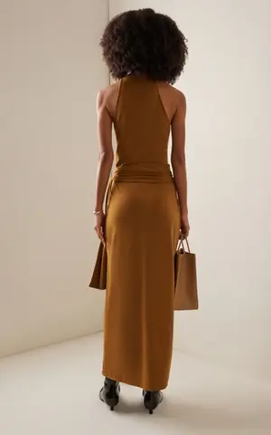 Another Tomorrow Cotton-blend Maxi Wrap Dress