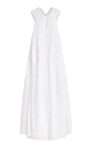 Another Tomorrow Gathered Cotton Maxi Dress