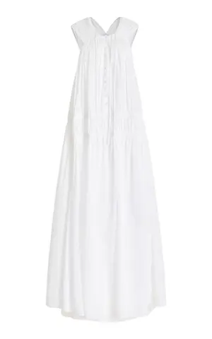 Another Tomorrow Gathered Cotton Maxi Dress