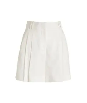 Another Tomorrow Pleated Linen Shorts