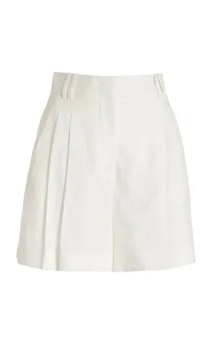 Another Tomorrow Pleated Linen Shorts
