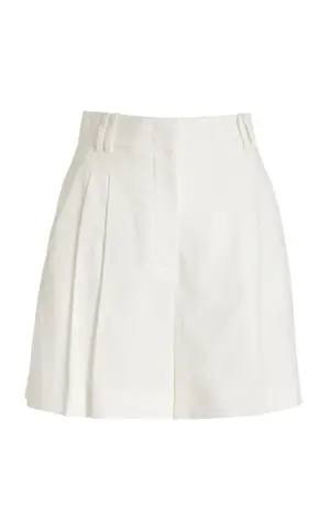 Another Tomorrow Pleated Linen Shorts