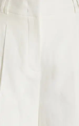 Another Tomorrow Pleated Linen Shorts