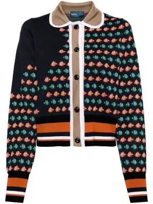 KOLOR Kolor Fish-Motif Intarsia-Knit Cardigan