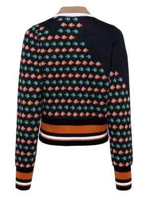 Kolor Fish-motif Intarsia-knit Cardigan