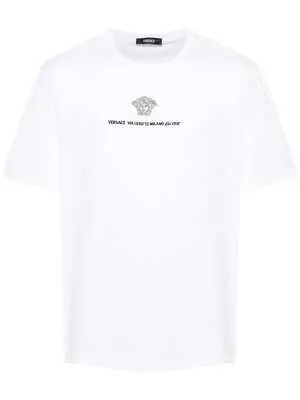 Versace Embroidered Cotton-jersey T-shirt - White