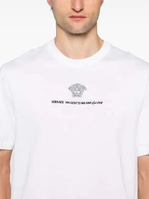 Versace Embroidered Cotton-jersey T-shirt - White