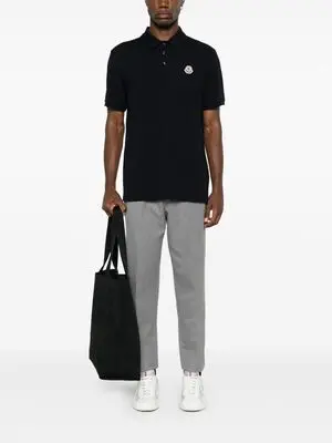 Moncler Logo-appliqué Piqué Polo Shirt - Blue