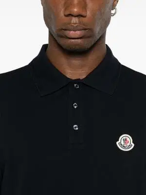 Moncler Logo-appliqué Piqué Polo Shirt - Blue