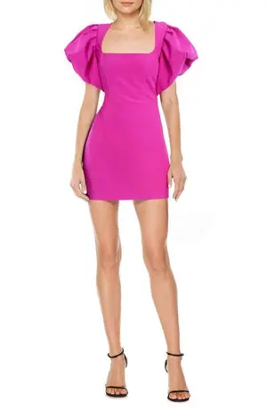 Badgley Mischka Puff Sleeve Mini Dress