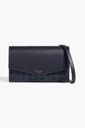 SERAPIAN Serapian Mosaico Leather Envelope Clutch Midnight Blue