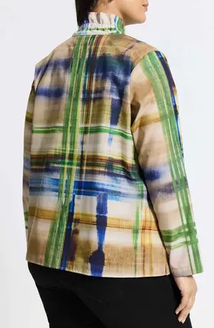 Foxcroft Carolina Painterly Striped Cotton Button-up Shirt