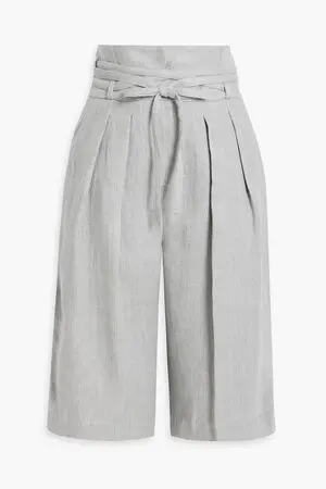 Brunello Cucinelli Metallic Herringbone Linen-blend Shorts