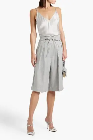 Brunello Cucinelli Metallic Herringbone Linen-blend Shorts