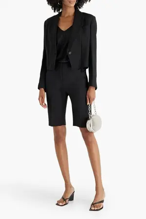 Brunello Cucinelli Cropped Twill Blazer - Black
