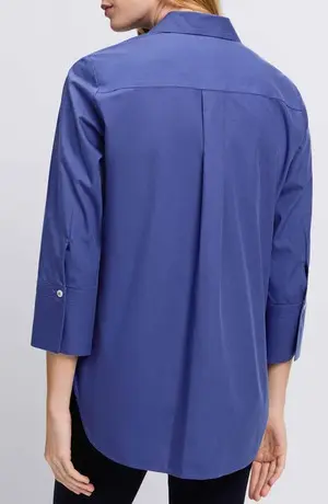 Foxcroft Madison Popover Cotton Oxford Shirt - Dark Chambray