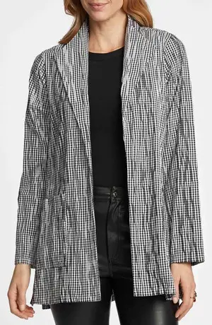 Foxcroft Alana Crinkle Gingham Jacket - Black/ White