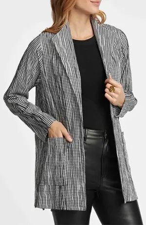 Foxcroft Alana Crinkle Gingham Jacket - Black/ White