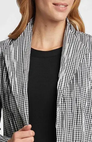 Foxcroft Alana Crinkle Gingham Jacket - Black/ White