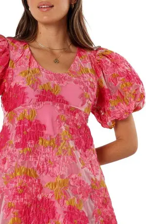 PETAL & PUP Jordin Floral Puff Sleeve Mini Dress