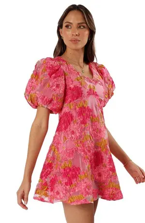 PETAL & PUP Jordin Floral Puff Sleeve Mini Dress
