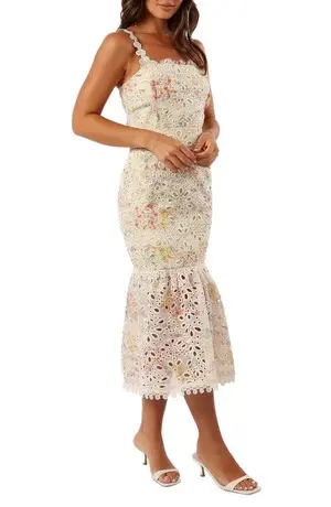 PETAL & PUP Isla Eyelet Ruffle Midi Dress