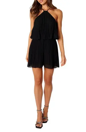 PETAL & PUP Magnolia Pleated Romper - Black