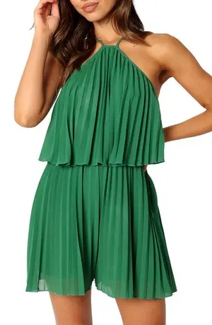 PETAL & PUP Magnolia Pleated Romper - Green
