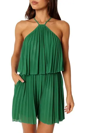 PETAL & PUP Magnolia Pleated Romper - Green