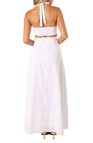 PETAL & PUP Kallos Cutout Cotton Halter Maxi Dress