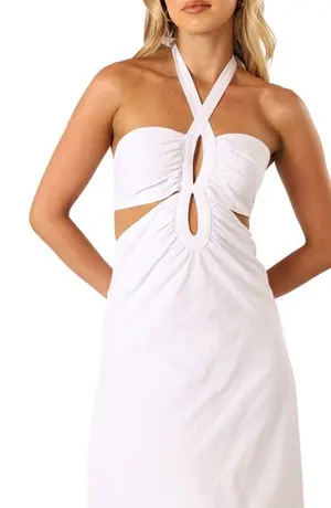 PETAL & PUP Kallos Cutout Cotton Halter Maxi Dress