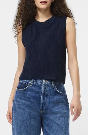 French Connection Mozart Crop Sweater Vest - 40-marine