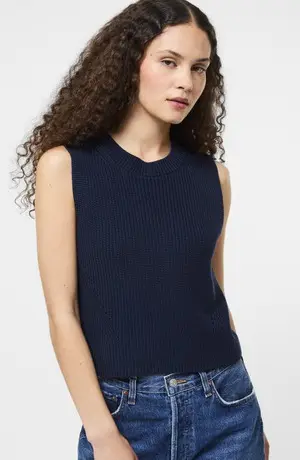 French Connection Mozart Crop Sweater Vest - 40-marine
