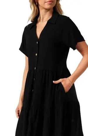 PETAL & PUP Natalya Linen Midi Shirt Dress