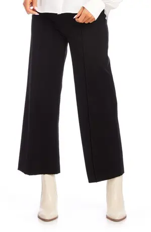 Karen Kane Pintuck Crop Wide Leg Pants - Black