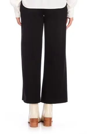 Karen Kane Pintuck Crop Wide Leg Pants - Black