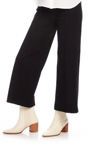 Karen Kane Pintuck Crop Wide Leg Pants - Black