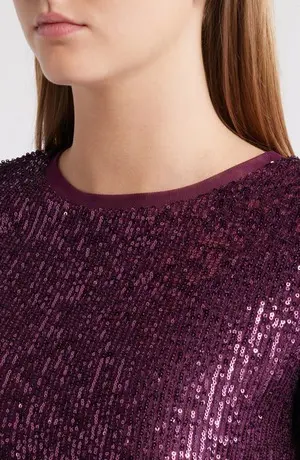 Anne Klein Sequin Embellished Mesh T-shirt