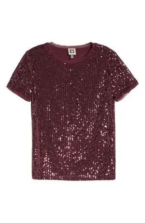 Anne Klein Sequin Embellished Mesh T-shirt