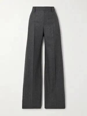 Brunello Cucinelli Wool And Cashmere-blend Wide-leg Pants - Gray
