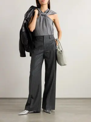 Brunello Cucinelli Wool And Cashmere-blend Wide-leg Pants - Gray
