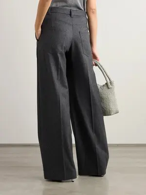 Brunello Cucinelli Wool And Cashmere-blend Wide-leg Pants - Gray