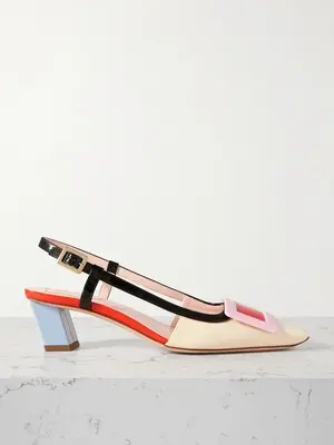 ROGER VIVIER Belle Vivier 45 Patent-leather Slingback Pumps - Multi