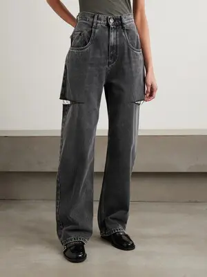 MAISON MARGIELA Cutout High-rise Wide-leg Jeans - Black