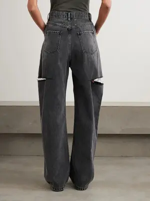 MAISON MARGIELA Cutout High-rise Wide-leg Jeans - Black
