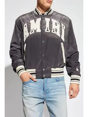Amiri Logo-embroidered Bomber Jacket - Grey
