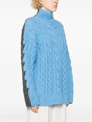 Stella McCartney Two-tone Cable-knit Jumper - Blue
