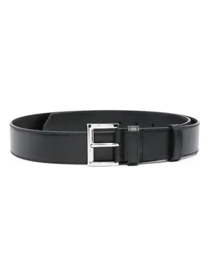 Prada Enamel-triangle-logo Leather Belt - Black